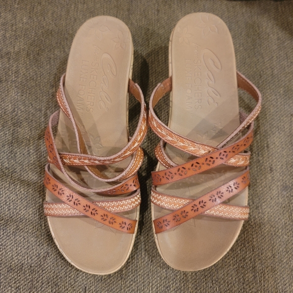 Skechers | Shoes | Skechers Cali Beverlee Tiger Posse Strappy Wedge ...